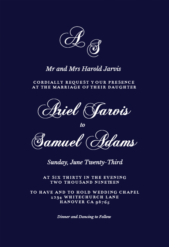 Fancy Script - Wedding Invitation Template (Free) | Greetings Island
