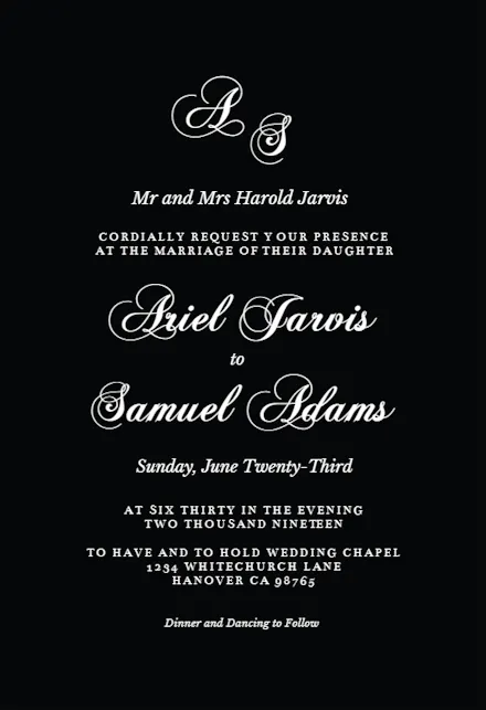 Fancy Script - Wedding Invitation Template (Free) | Greetings Island