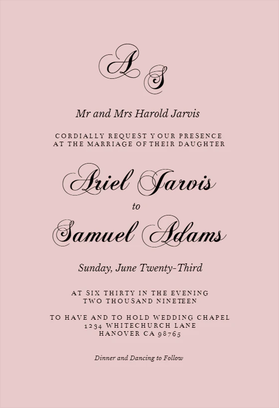 Fancy Script - Wedding Invitation Template (Free) | Greetings Island