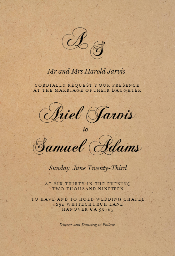 Fancy Script - Wedding Invitation Template (Free) | Greetings Island