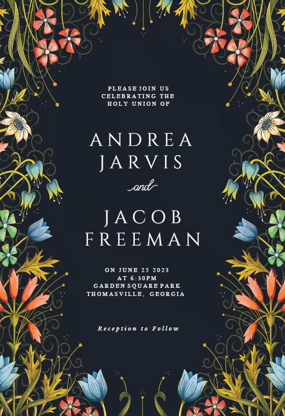 Floral Wedding Tapestry - Wedding Invitation Template (Free ...