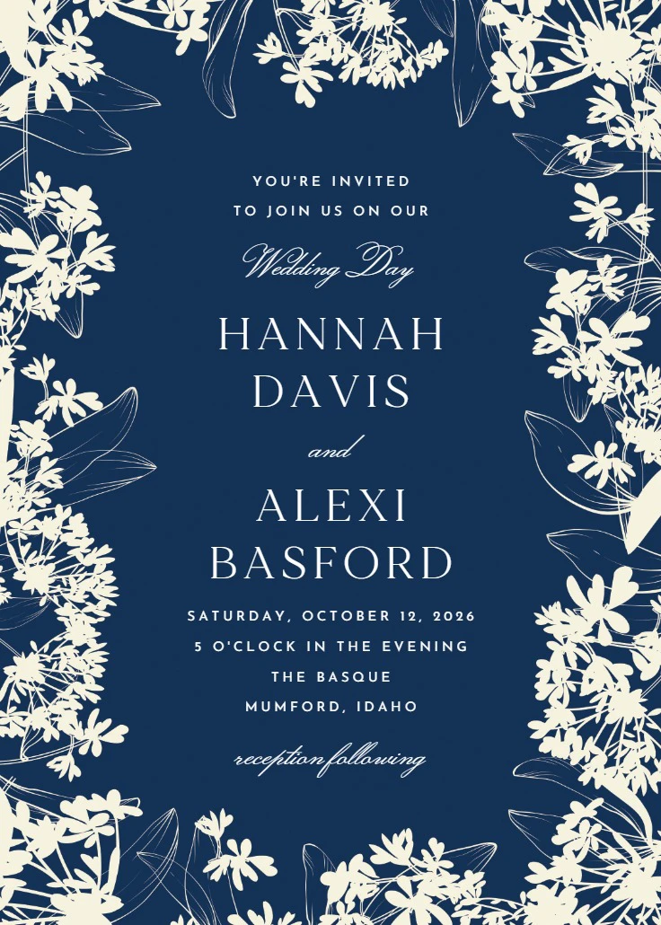 Floral Edges - Wedding Invitation Template (Free) | Greetings Island