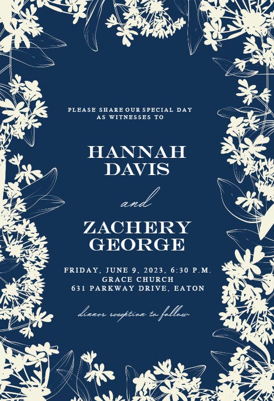 Floral Edges - Wedding Invitation Template (Free) | Greetings Island