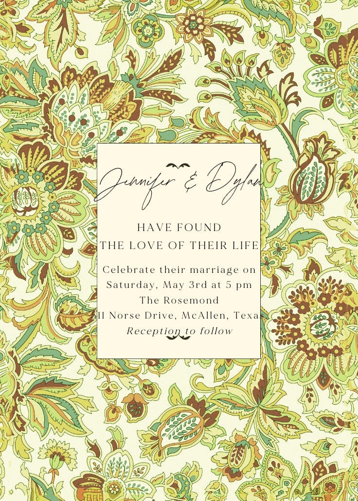 Floral Wedding Tapestry - Wedding Invitation Template (Free ...