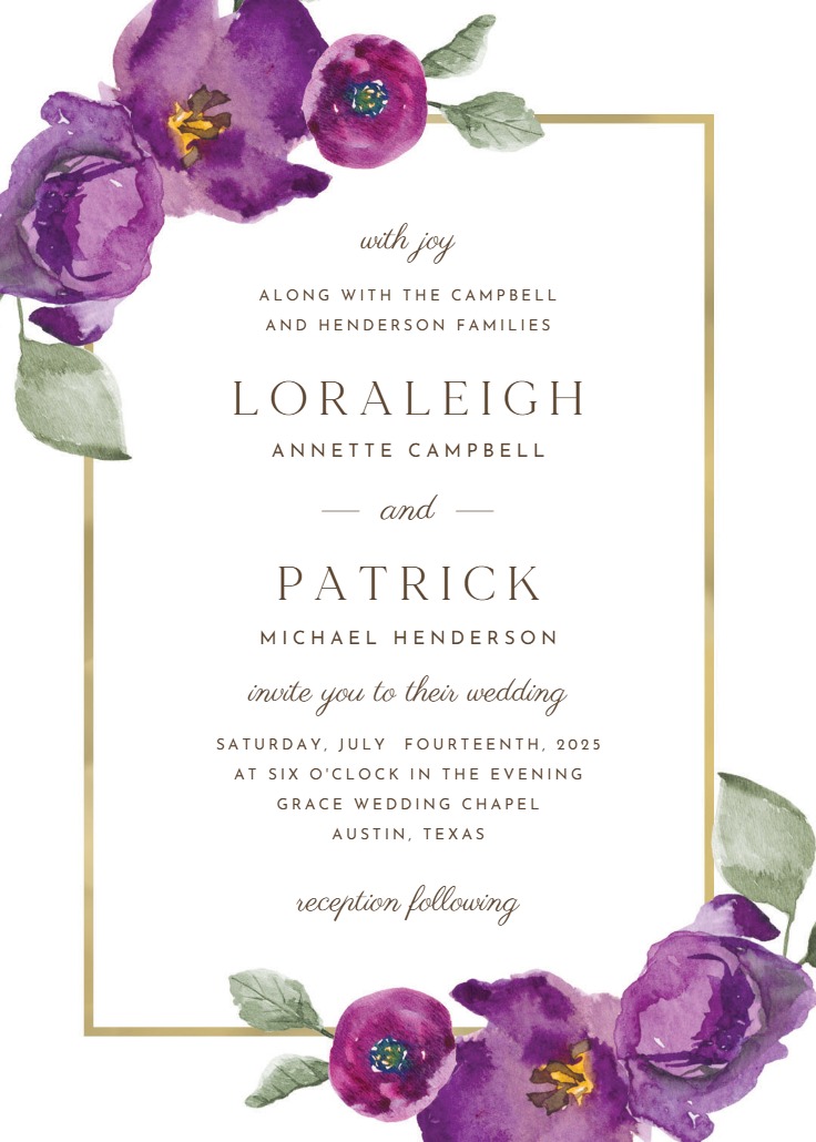 Flowers & Frame - Wedding Invitation Template | Greetings Island