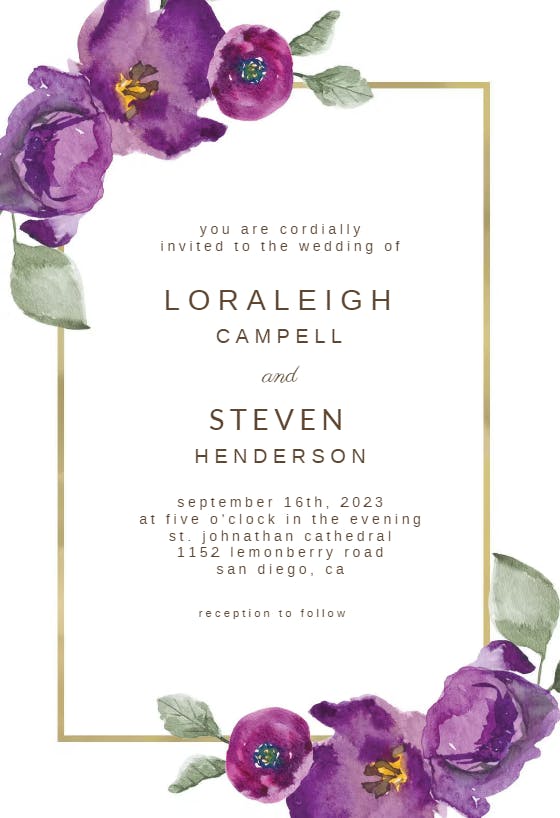 Flowers & Frame - Wedding Invitation Template | Greetings Island