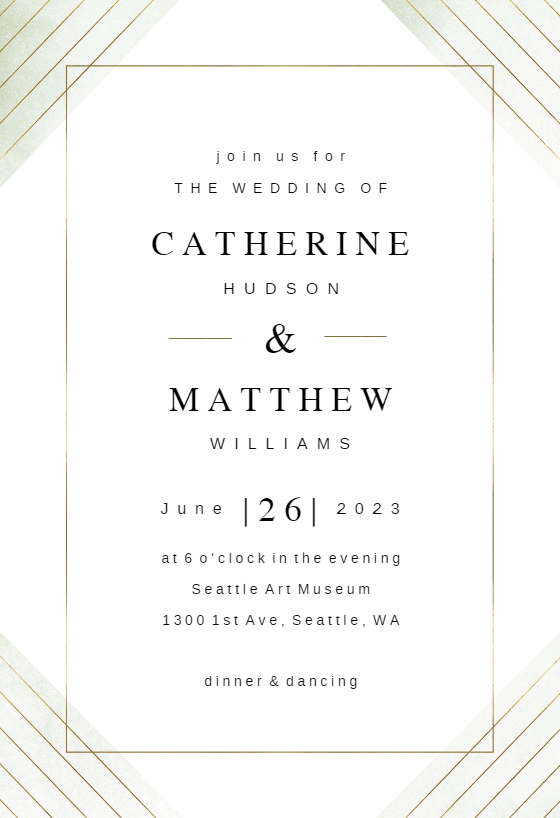 Frame & lines - Wedding Invitation Template (free) | Greetings Island