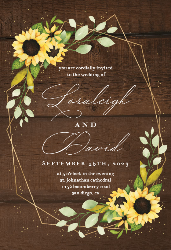 Sunflowers filled jar - Wedding Invitation Template (free) | Greetings ...
