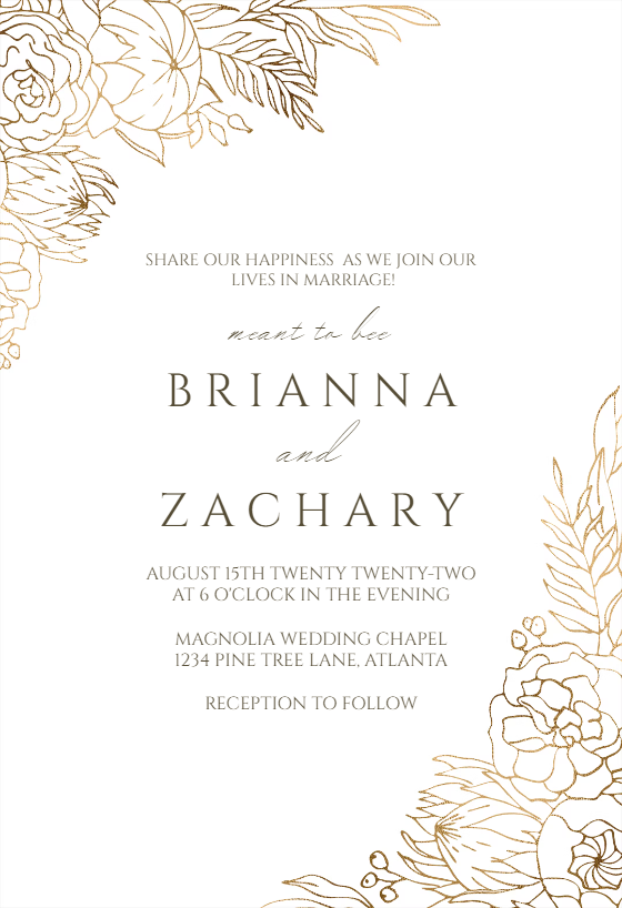 Gilded Lines - Wedding Invitation Template | Greetings Island