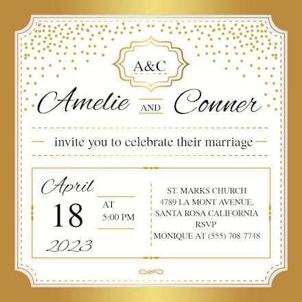 Gold Elegant - Wedding Invitation Template (Free) | Greetings Island