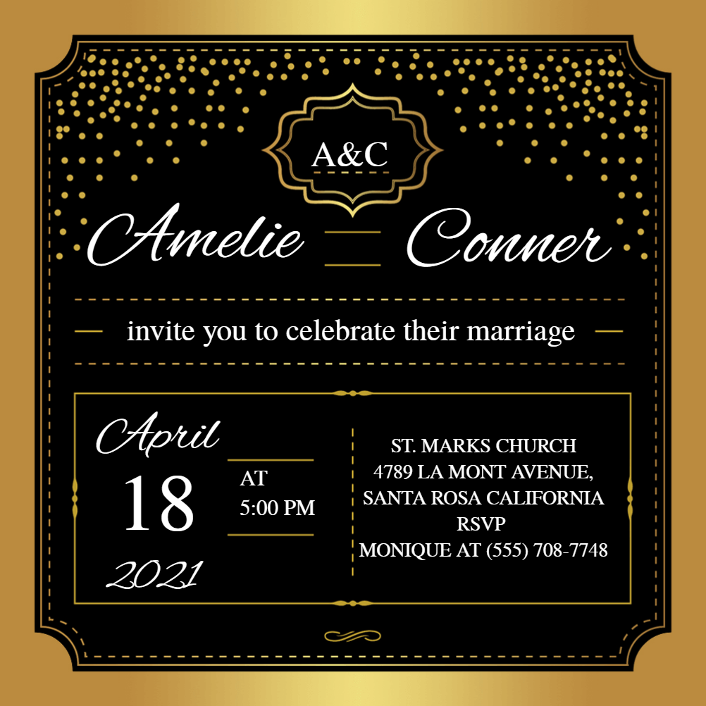 Gold Elegant - Wedding Invitation Template (Free) | Greetings Island