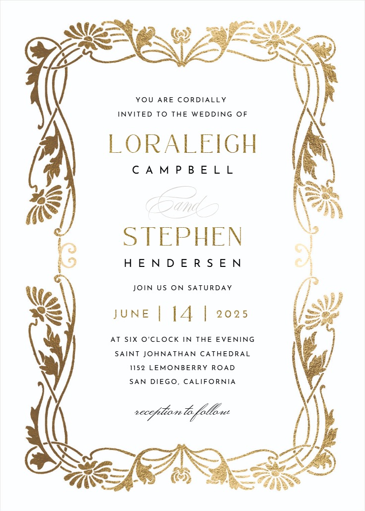 Golden Frame - Wedding Invitation Template | Greetings Island