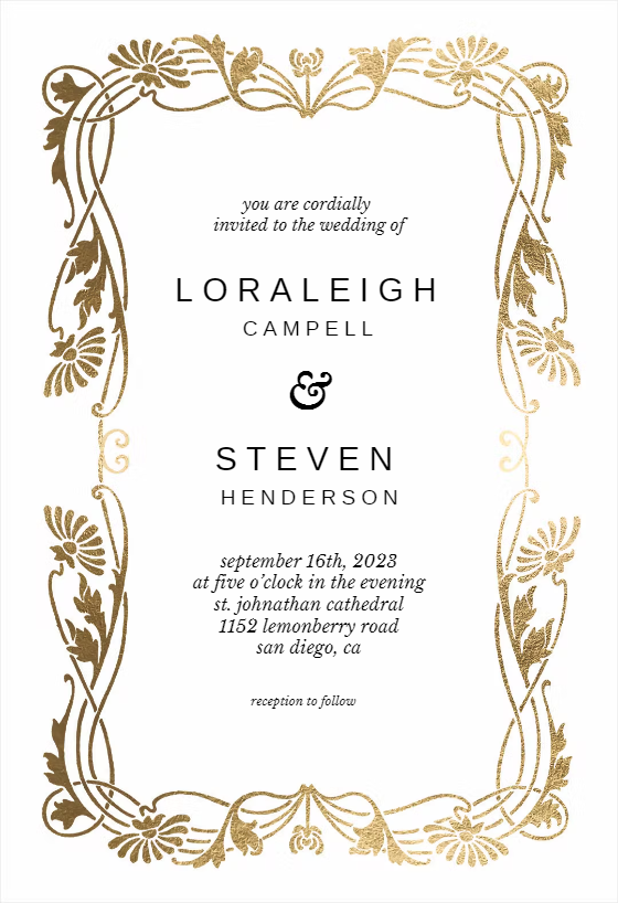 Golden Frame - Wedding Invitation Template | Greetings Island