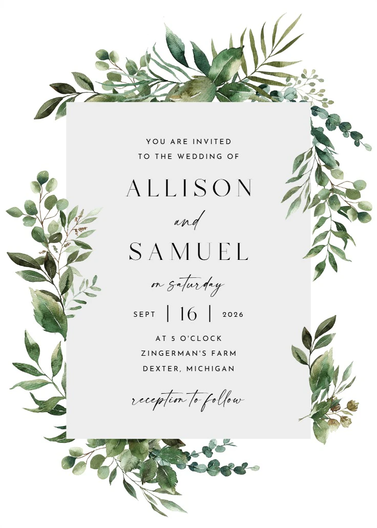 Ivy and Sage - Wedding Invitation Template | Greetings Island