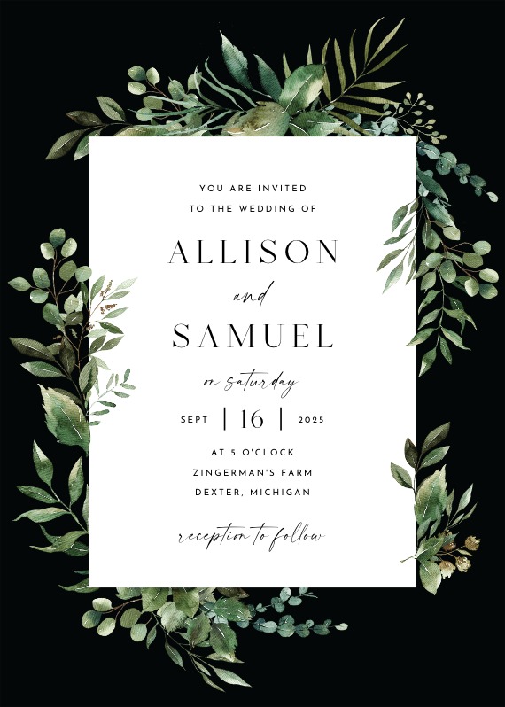Greenery Border - Wedding Invitation Template | Greetings Island