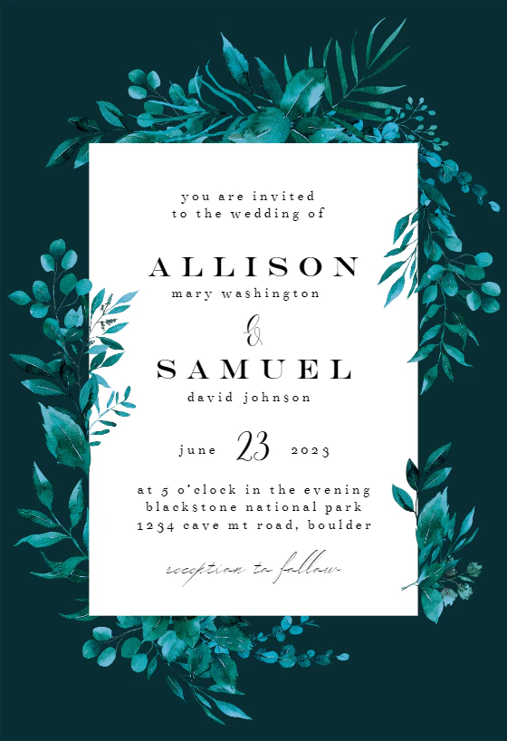 Greenery Border - Wedding Invitation Template | Greetings Island