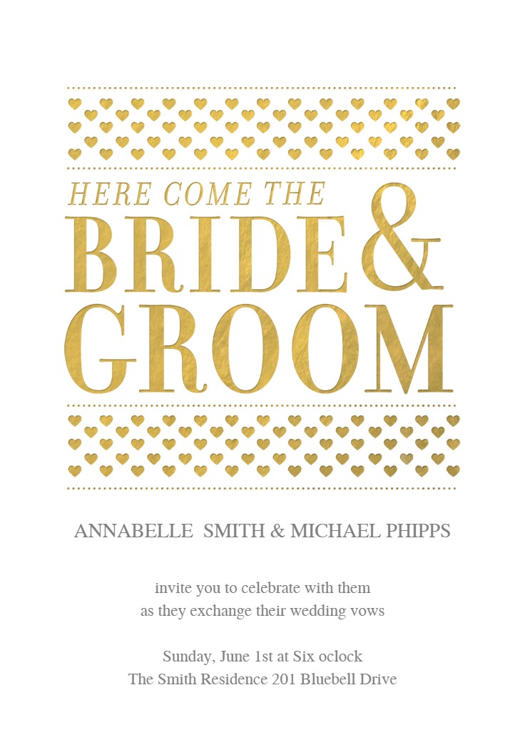 Here comes the bride and groom - RSVP card Template (Free) | Greetings ...