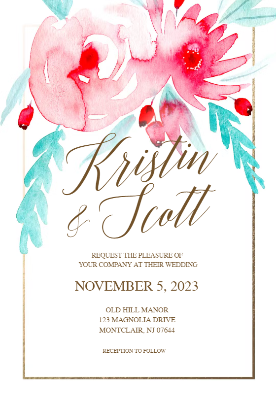Flowers on Canvas - Wedding Invitation Template (free) | Greetings Island
