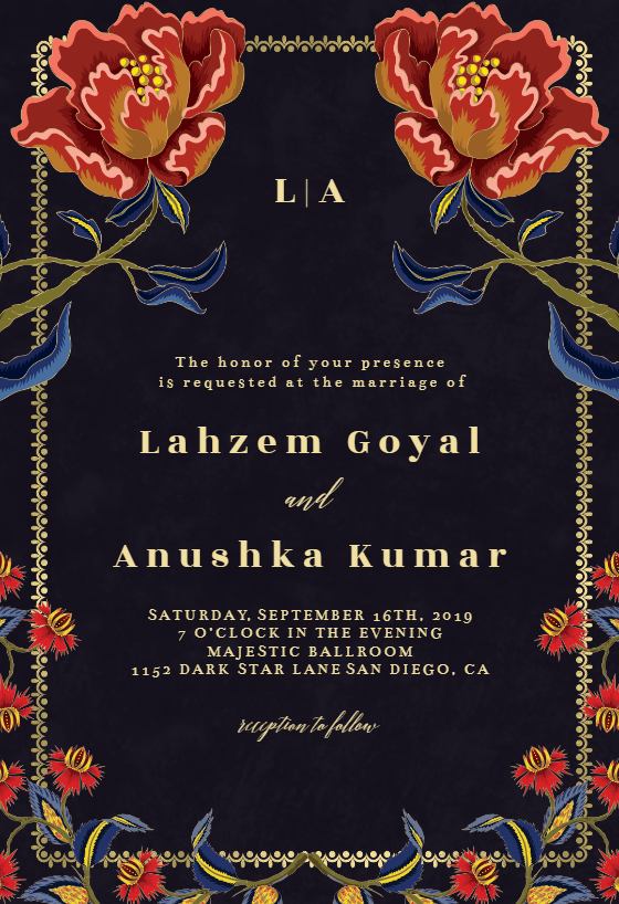 Floral Wedding Tapestry - Wedding Invitation Template (Free ...