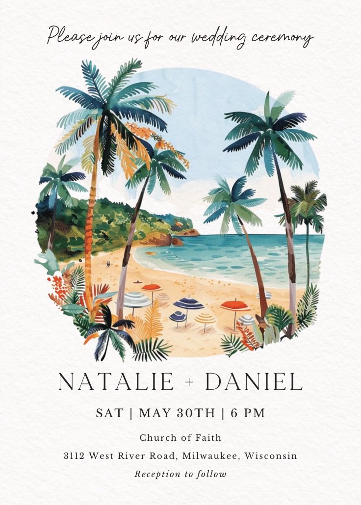 Island Time - Wedding Invitation Template (Free) | Greetings Island