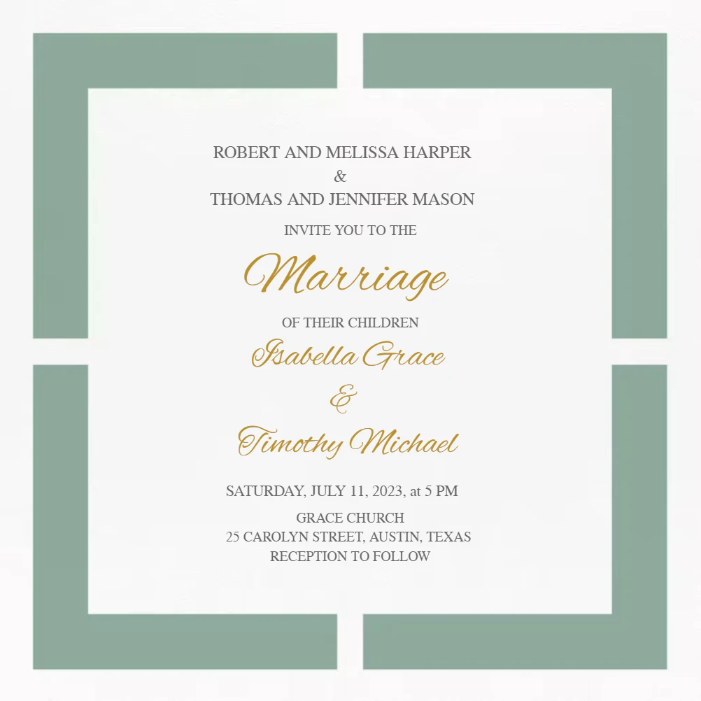Joined Squares - Wedding Invitation Template (Free) | Greetings Island