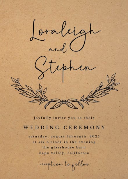 Kraft Branches - Wedding Invitation Template | Greetings Island