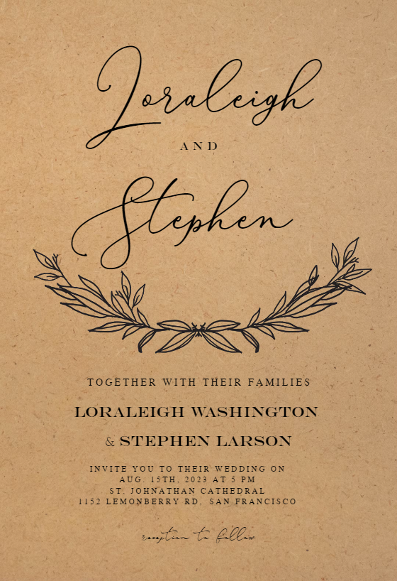 Kraft Branches - Wedding Invitation Template | Greetings Island