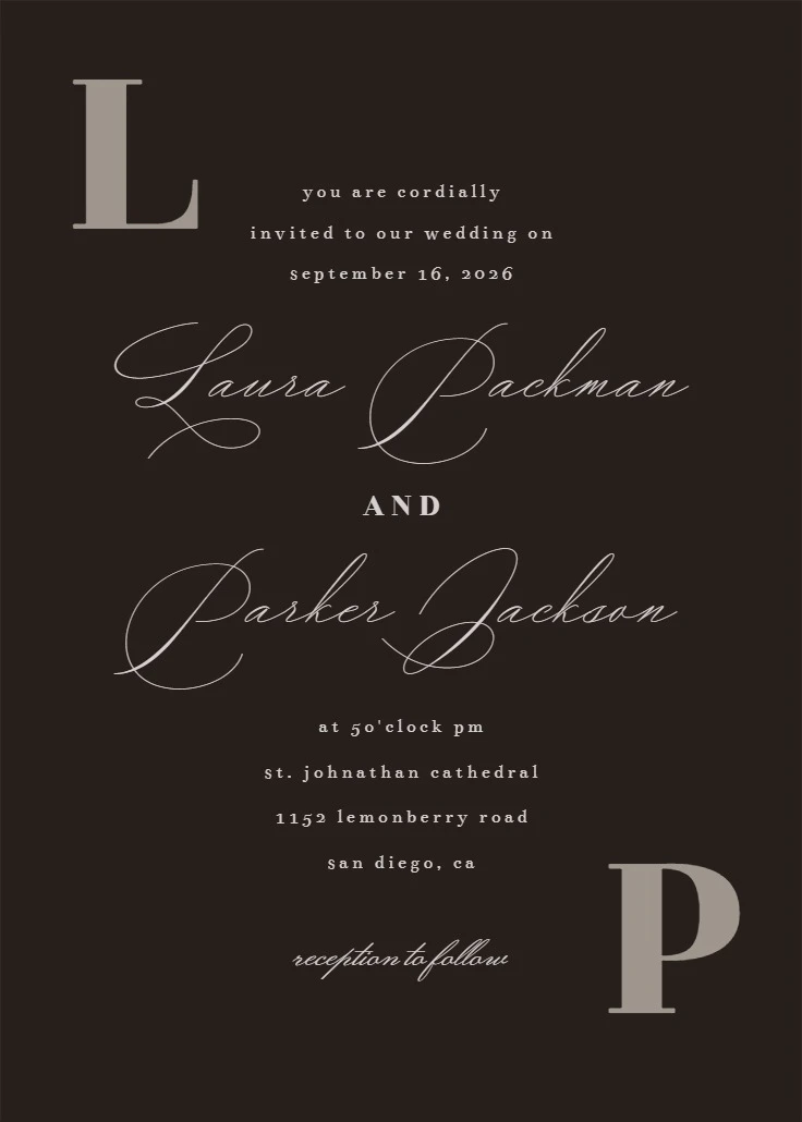 Light Initial - Wedding Invitation Template (Free) | Greetings Island