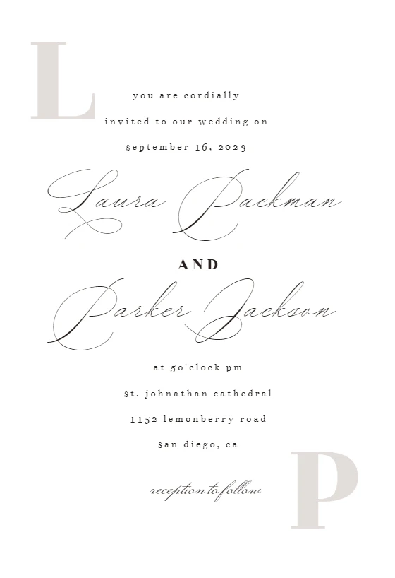Light Initial - Wedding Invitation Template (Free) | Greetings Island