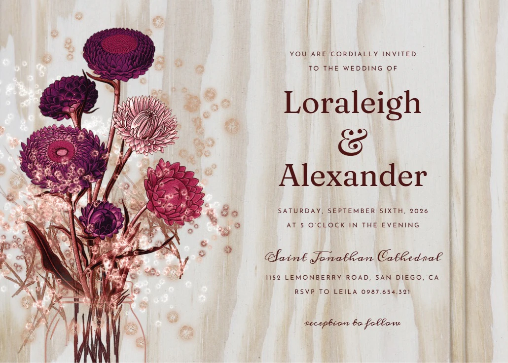 Magenta Wedding - Wedding Invitation Template | Greetings Island