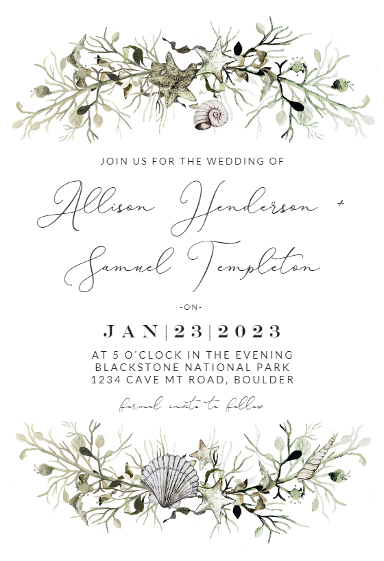 Winter Wreath - Wedding Invitation Template (Free) | Greetings Island