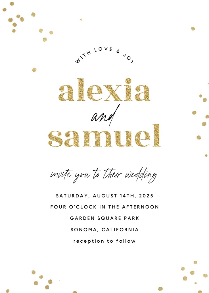 Minimal confetti - Invitación De Boda (Gratis) | Greetings Island