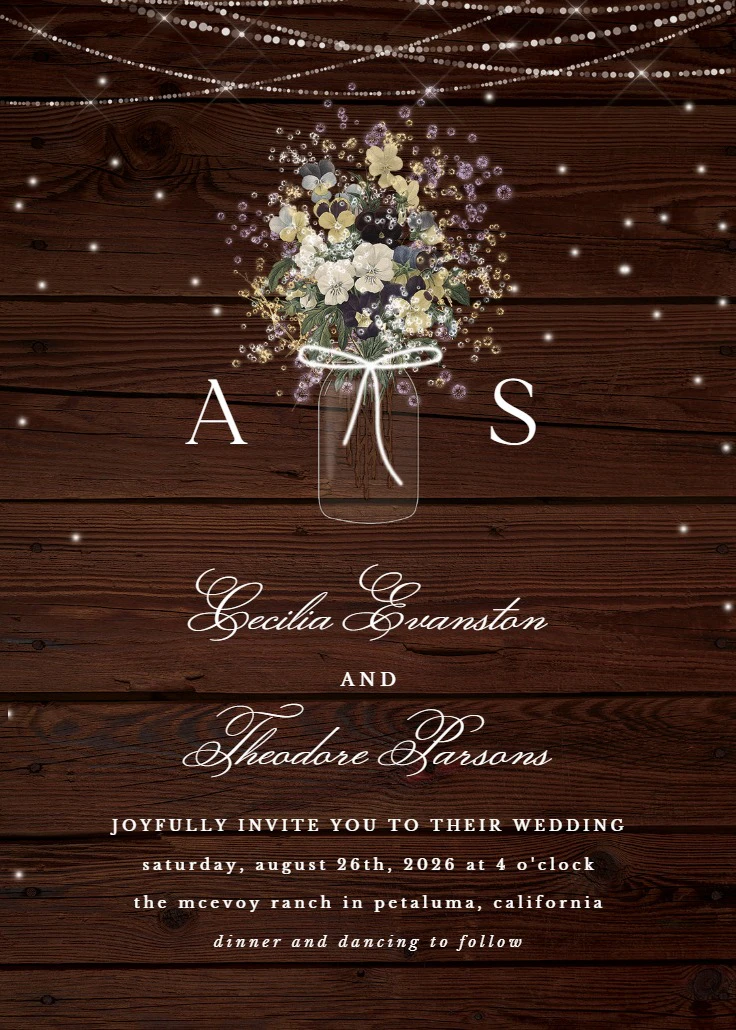 Monogram wood - Wedding Invitation Template | Greetings Island