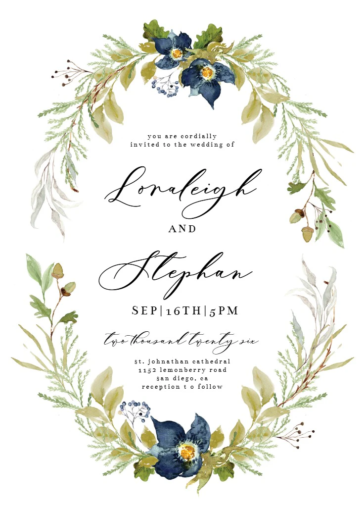 Oak And Berry - Wedding Invitation Template | Greetings Island