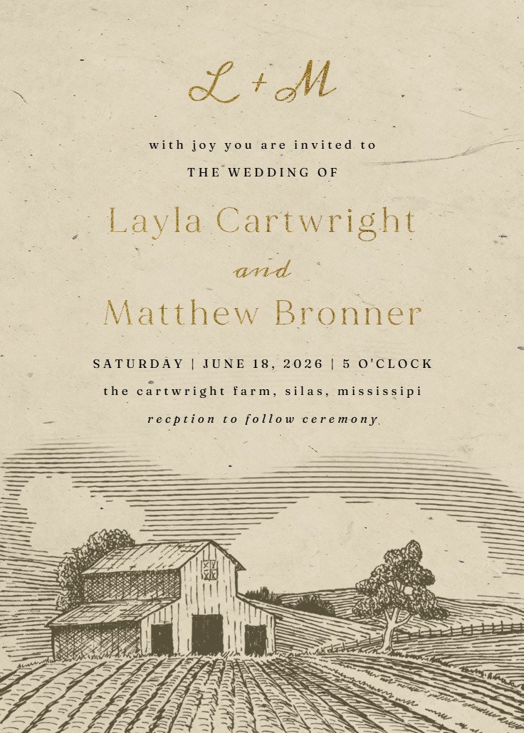 Old Barn - Wedding Invitation Template (Free) | Greetings Island