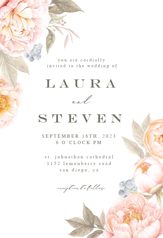 Soft Floral - Wedding Invitation Template | Greetings Island
