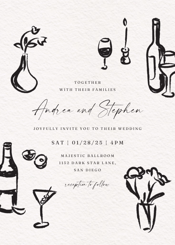 Pen and ink - Wedding Invitation Template (Free) | Greetings Island