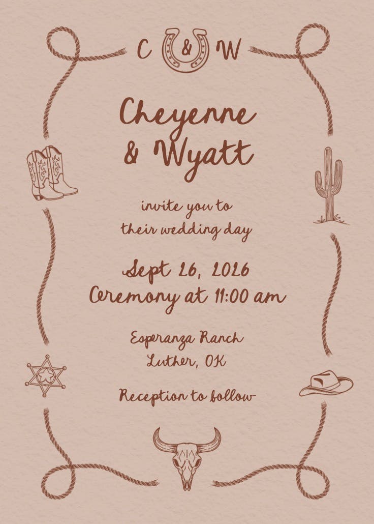 Retro Ranch - Wedding Invitation Template (Free) | Greetings Island