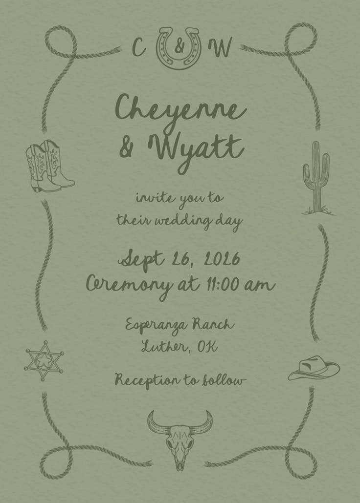 Retro Ranch - Wedding Invitation Template (Free) | Greetings Island
