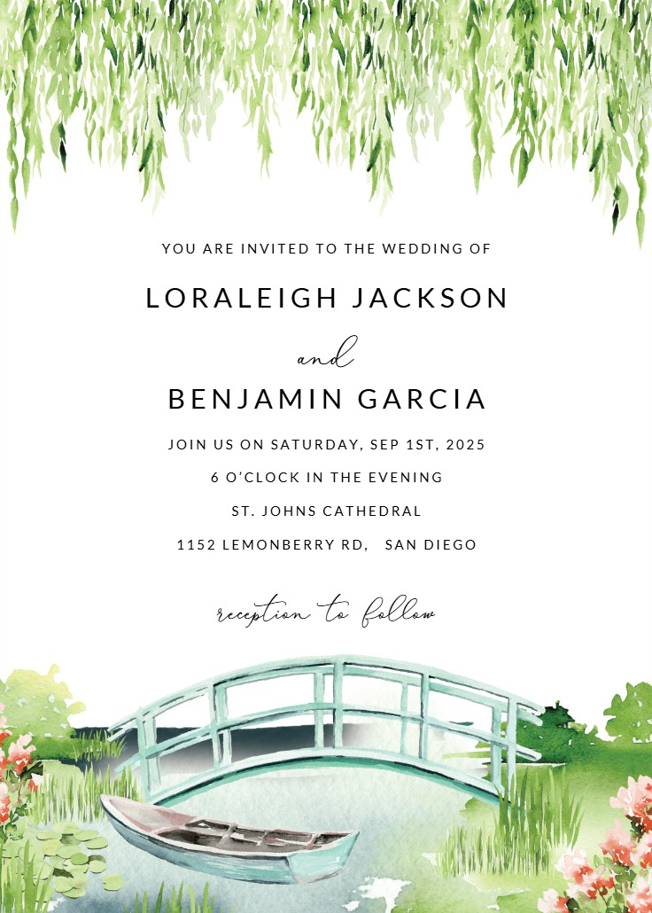 Romantic River - Wedding Invitation Template (Free) | Greetings Island