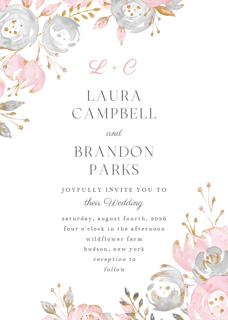 Rose Gold Alphabet - Wedding Invitation Template | Greetings Island