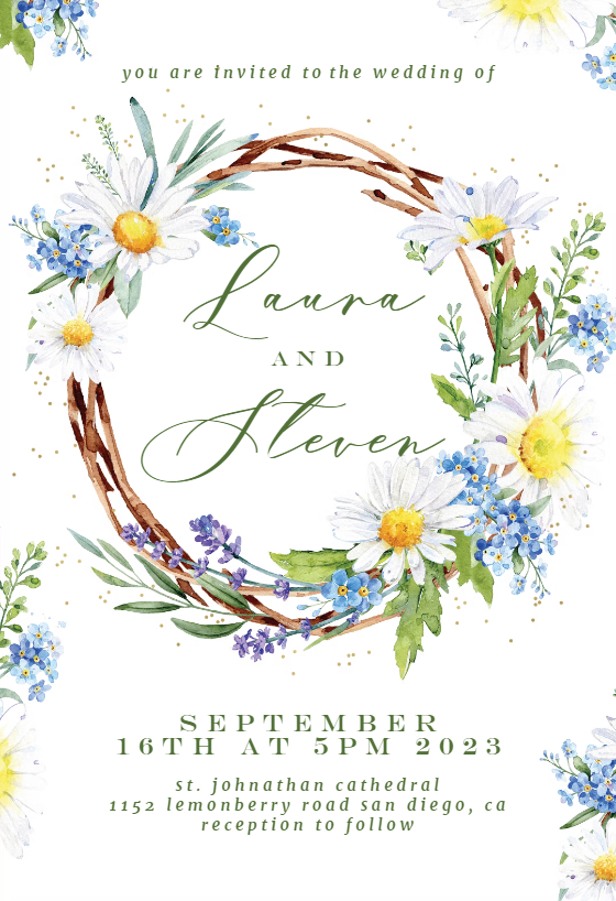 Rustic Daisies - Wedding Invitation Template | Greetings Island