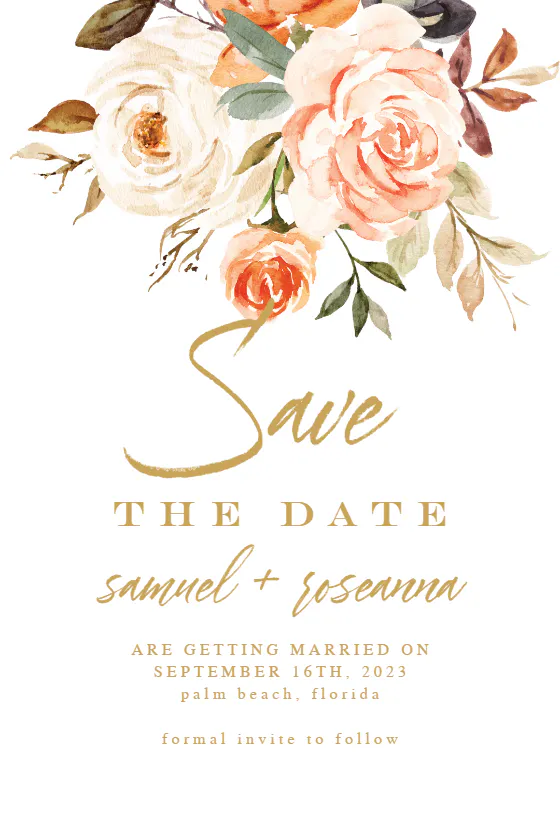 Rustic Roses - Save The Date Card Template | Greetings Island