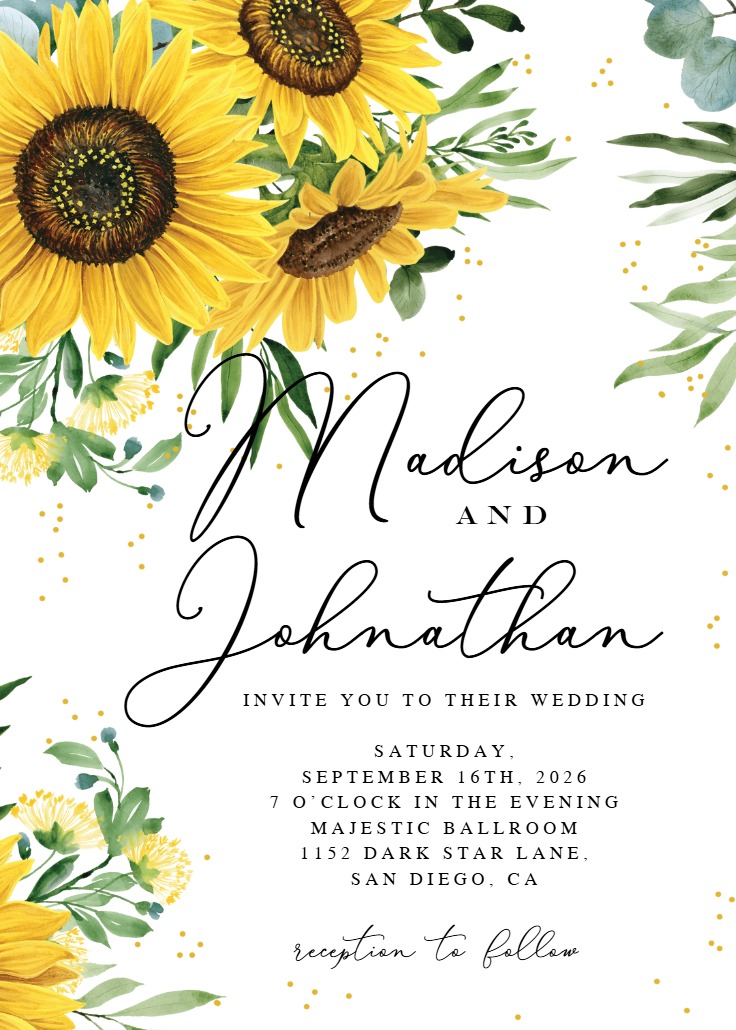 Sunflowers and wood - Wedding Invitation Template | Greetings Island
