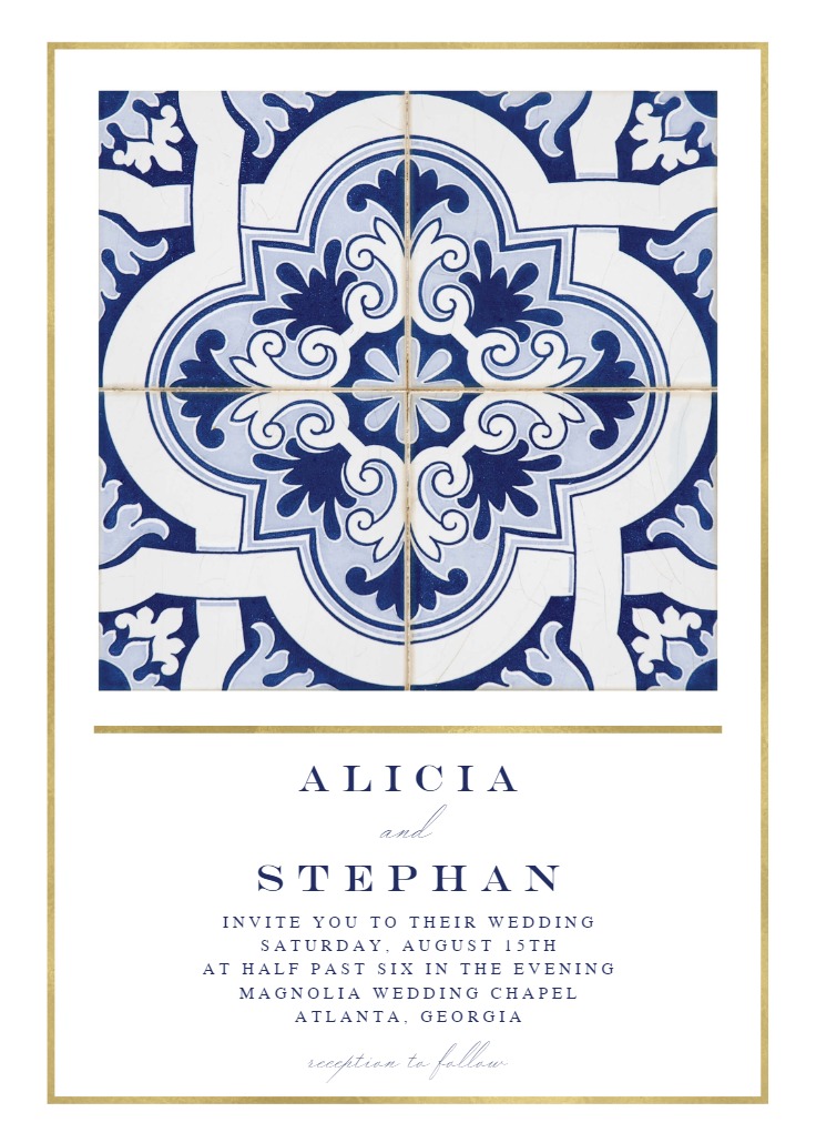 Sicilian tiles - Wedding Invitation Template (Free) | Greetings Island