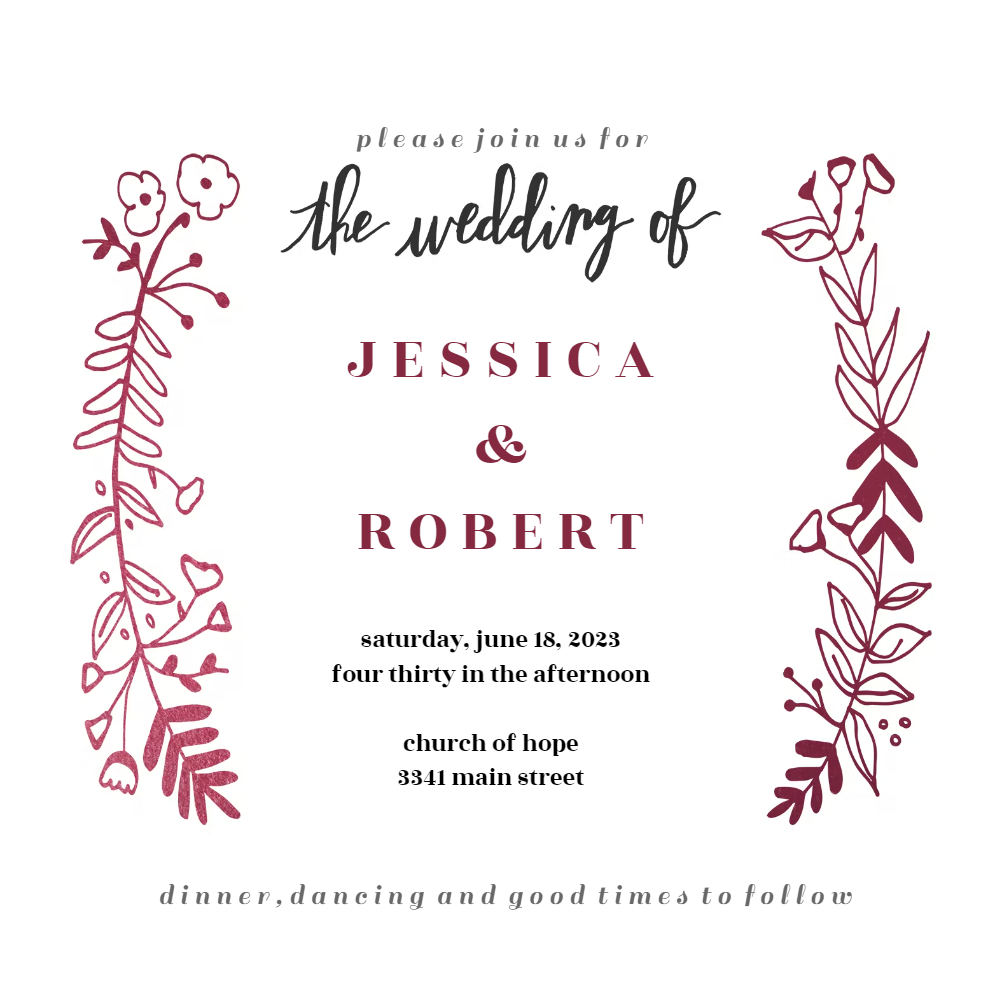 Side By Side Gold - Wedding Invitation Template (Free) | Greetings Island