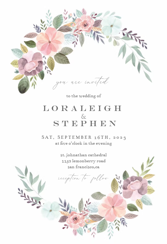 Soft Floral - Wedding Invitation Template | Greetings Island