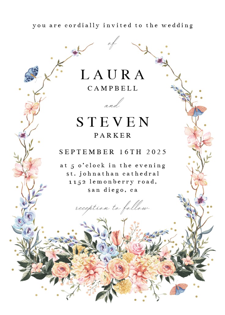 Pastel Flowers Gate - Wedding Invitation Template | Greetings Island