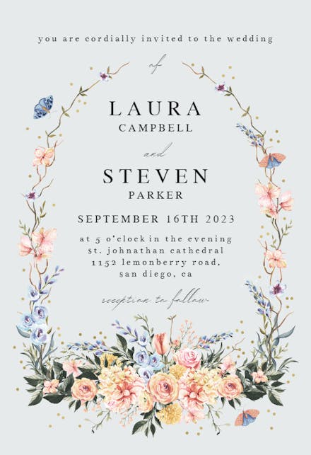 Spring Dusty Frame - Wedding Invitation Template | Greetings Island