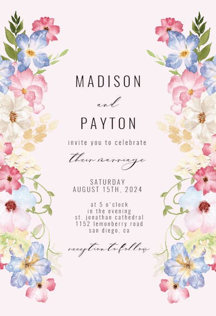 Spring Fairy Flower - Wedding Invitation Template | Greetings Island